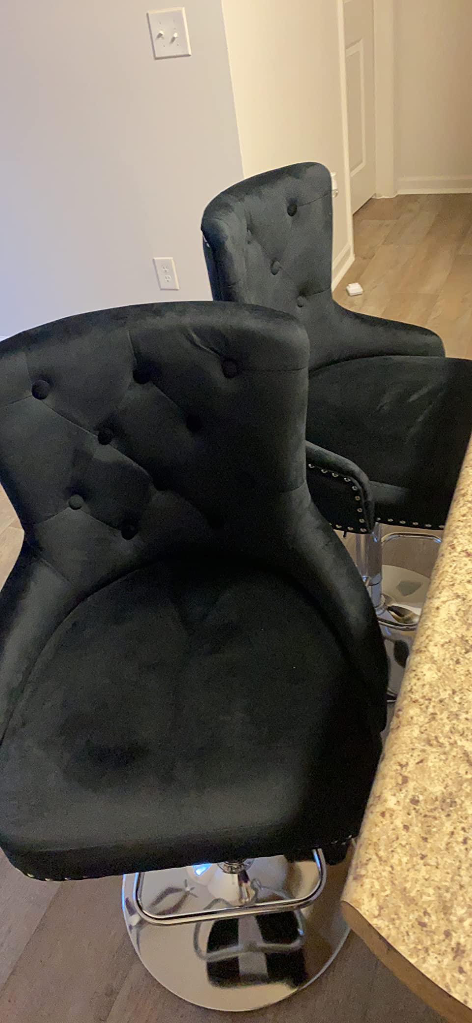 $10/mo - Finance Bar Stool Chair Adjustable Velvet High Stool Chair Set ...