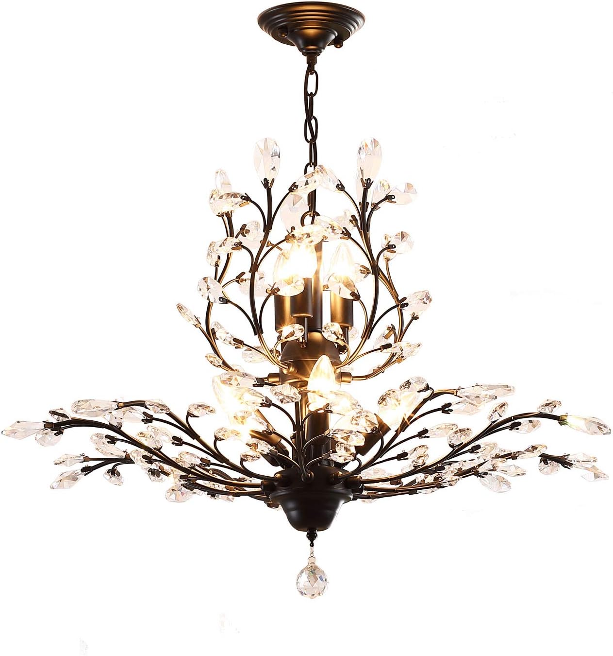 Maxax Vintage Crystal Branch Chandeliers, 8-Light Adjustable K9 Crystal ...