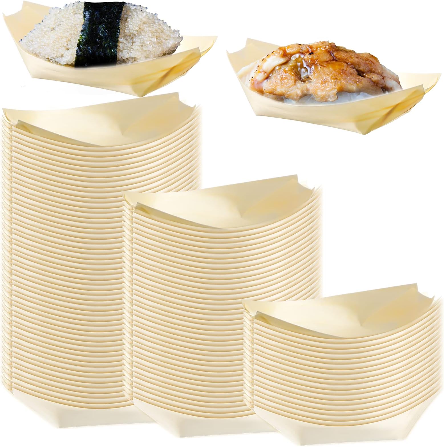 Amazon.com: 400 Pcs Disposable Bamboo Wooden Sushi Boat Plate Bamboo ...