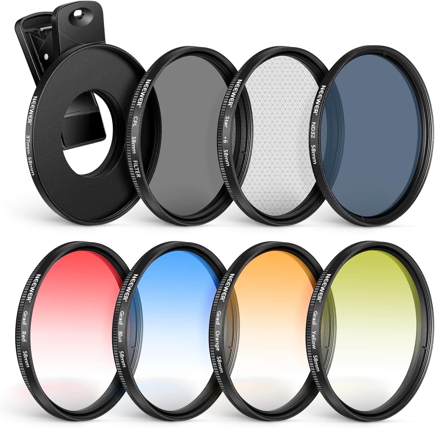 Amazon.com : NEEWER 58mm Lens Filter Kit with Phone Lens Clip, CPL ...