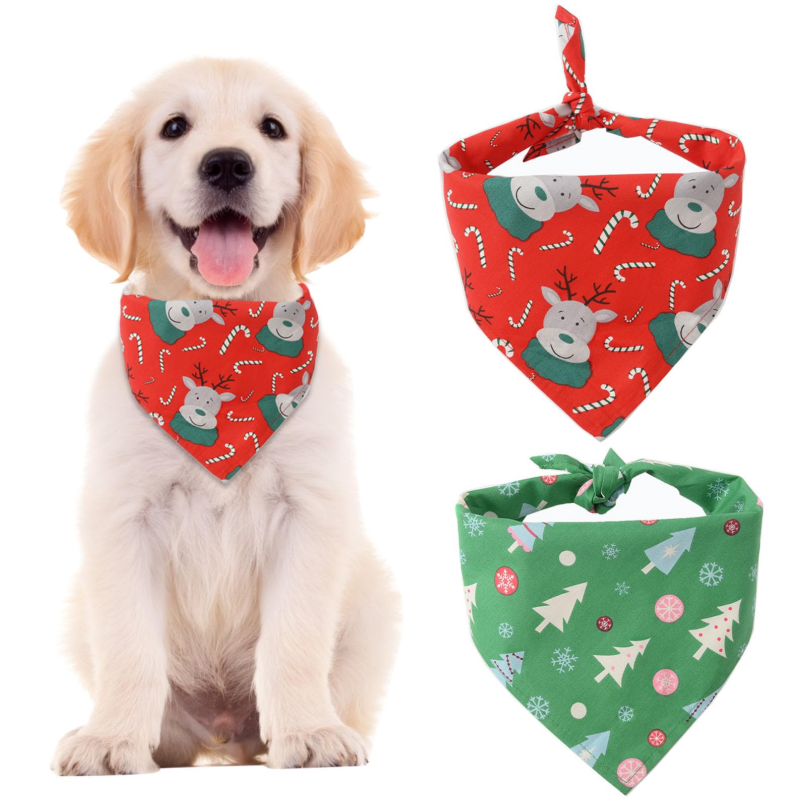 2 Pcs Christmas Dog Bandanas, Christmas Dog Gifts,Washable Triangle Dog ...
