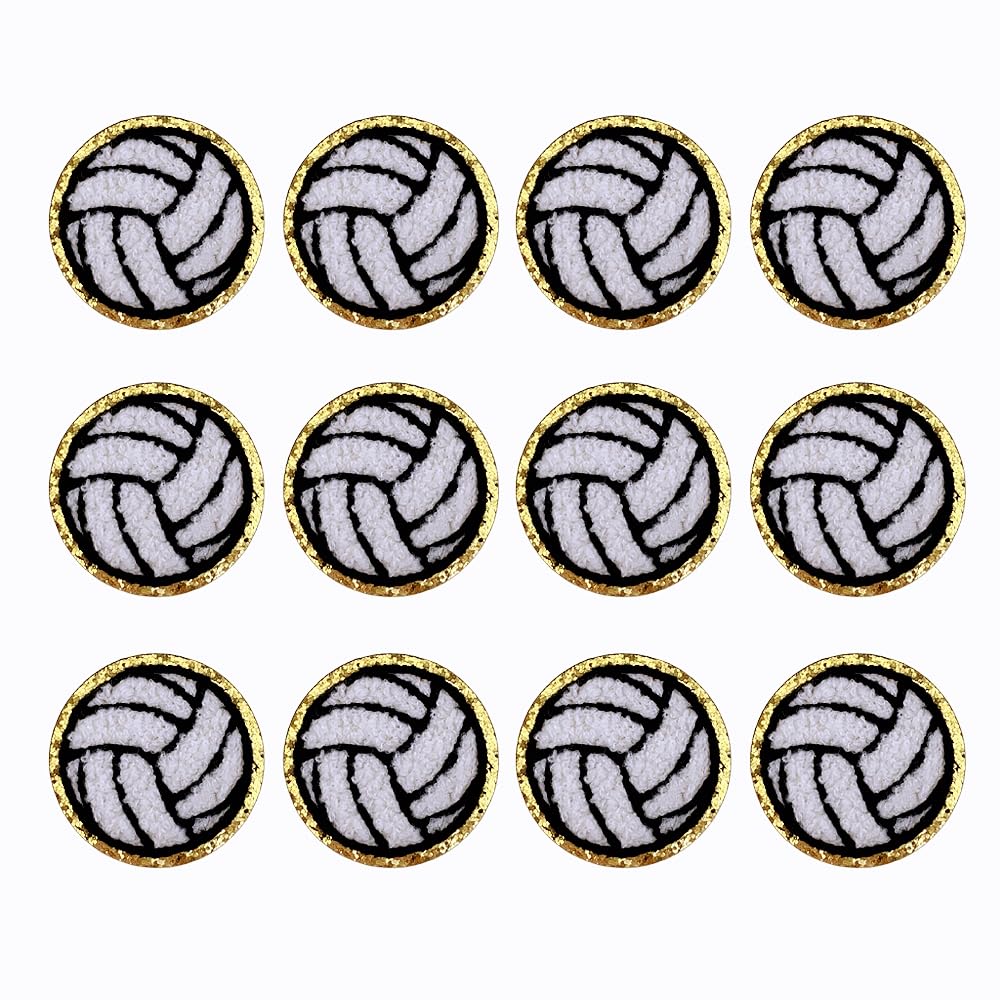 Amazon.com: SaktopDeco 12 PCS Volleyball Patch Gold Edges Chenille ...