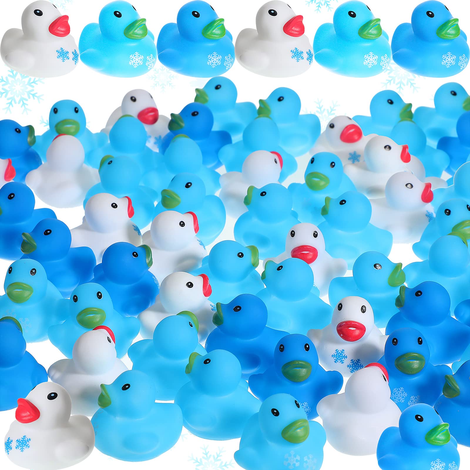 Amazon.com: Jerify 50 Pcs Mini Rubber Ducks Snowflake Themed Rubber ...
