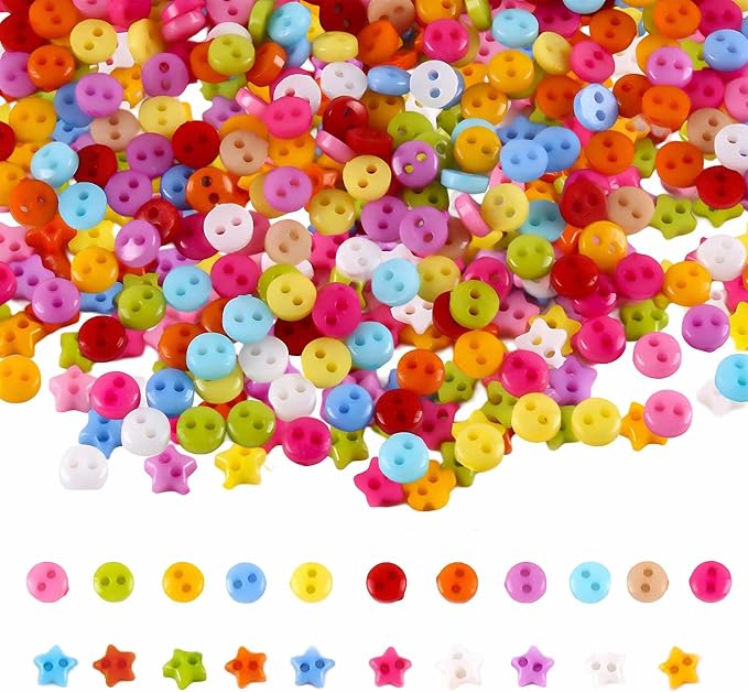 Amazon.com: 1000 Pcs Mixed Color Mini Buttons for Crafts and DIY ...