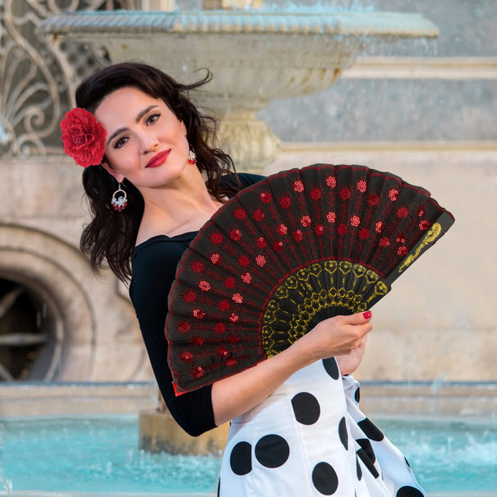 Fan Spanish Style Ballet Headpiece Spanish Flamenco Dance Stock