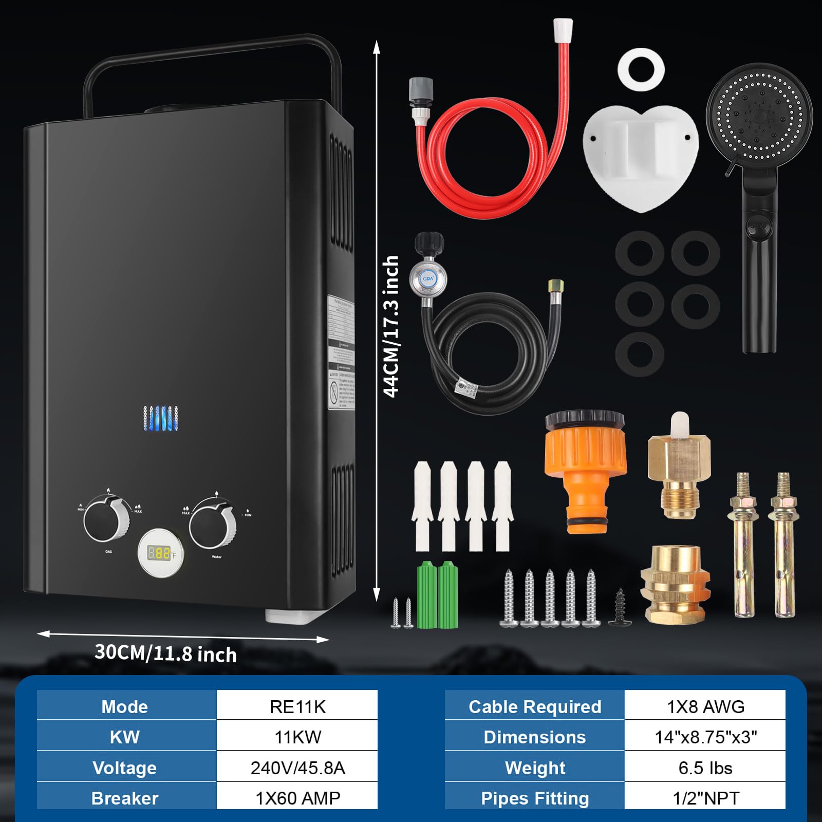 Snapklik.com : Tankless Water Heater Propane, 158GPM 5L Portable ...