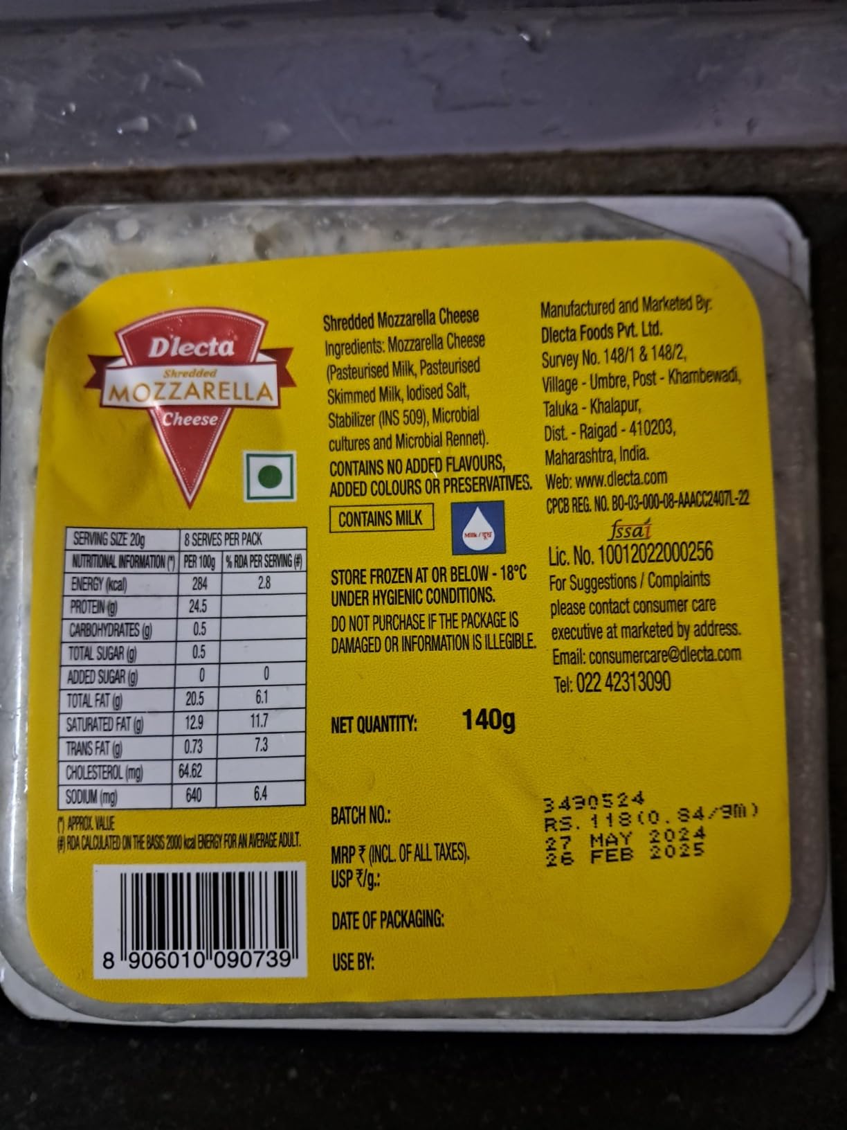 D'lecta Shredded Mozzarella Cheese 140g – For Authentic, Stretchy Pizza ...