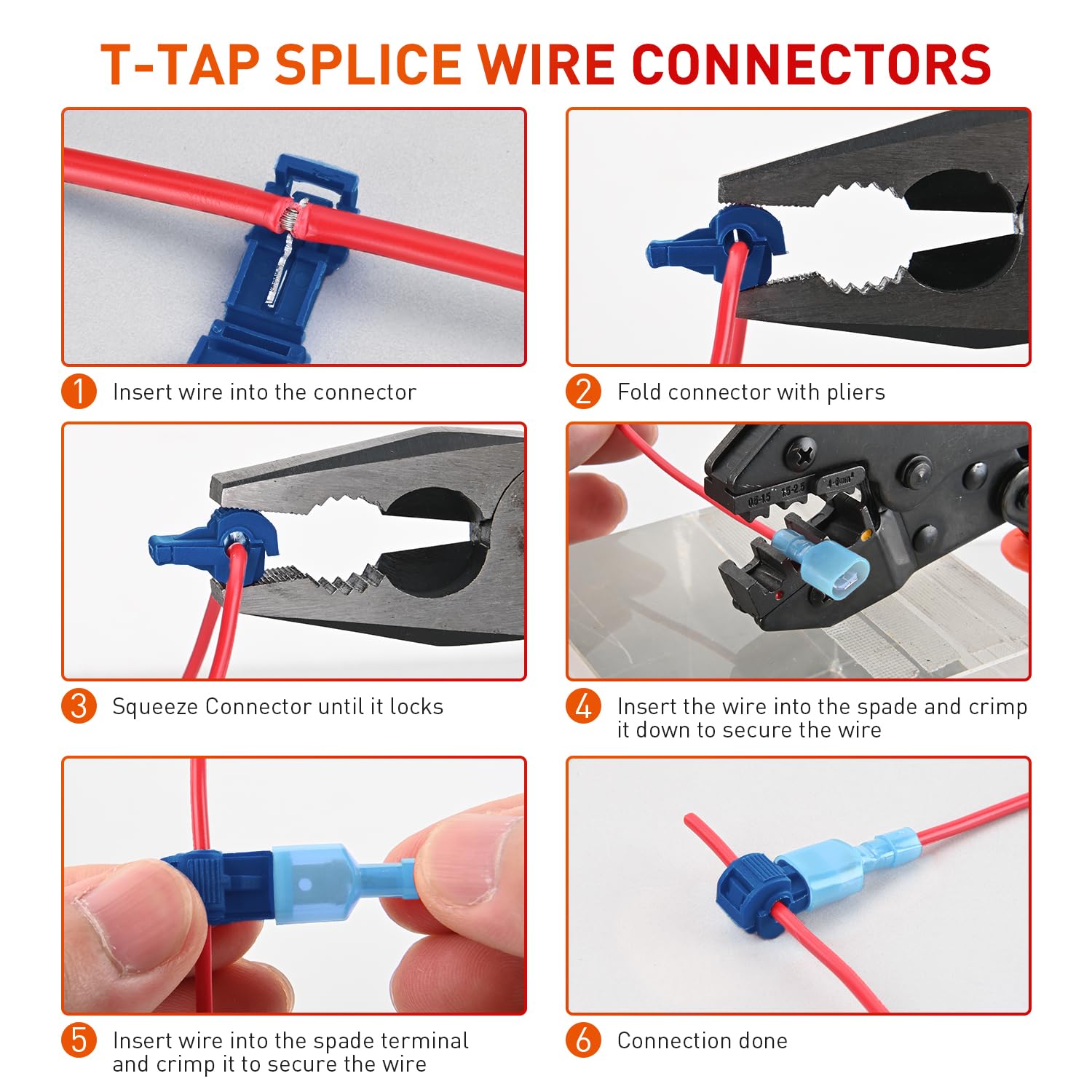 Snapklik.com : 120PCS/60 Pairs Quick Splice Disconnect Wire Terminals T ...
