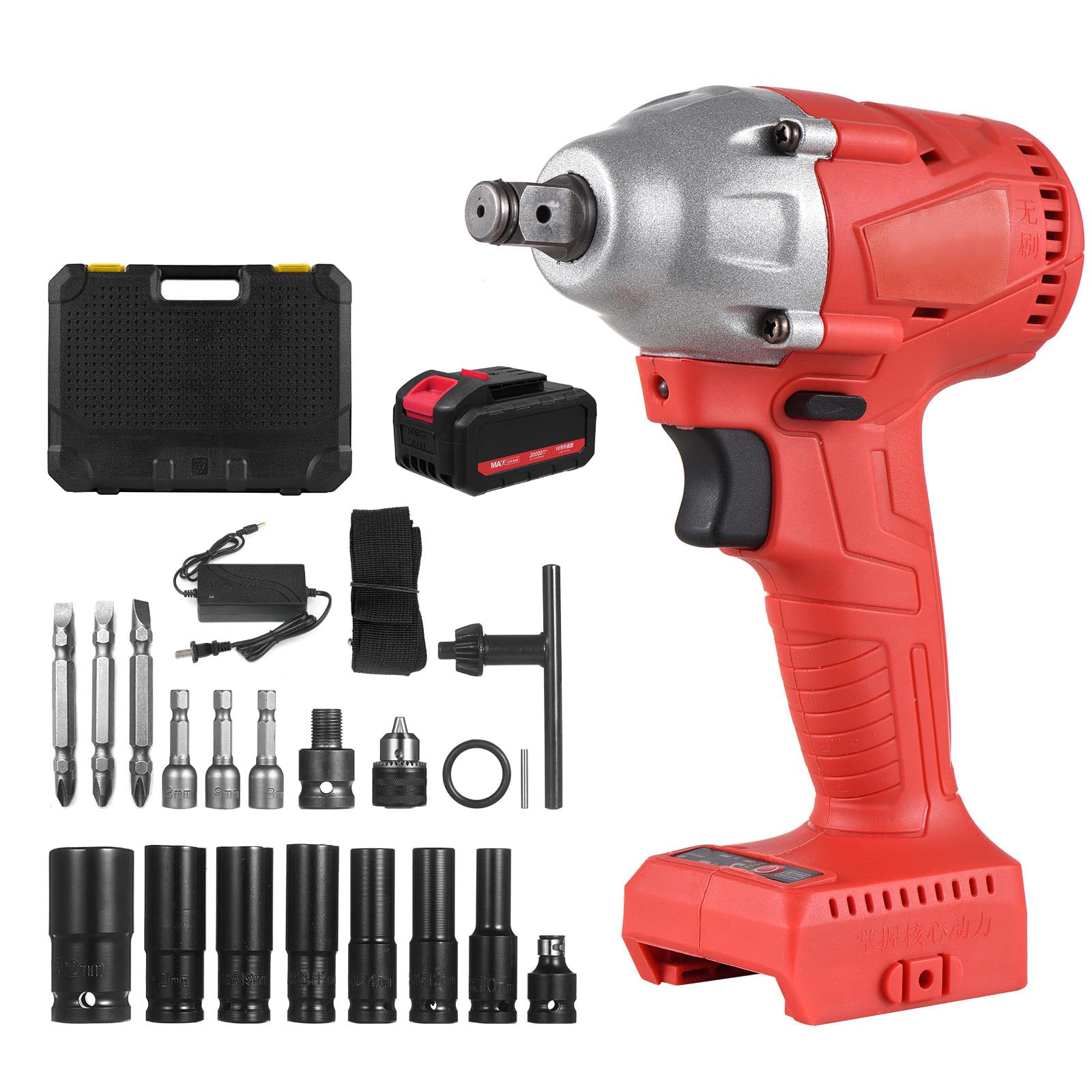 Vislone 21V Cordless Brushless Impact Wrench with 1/2in Chuck 320N.m ...