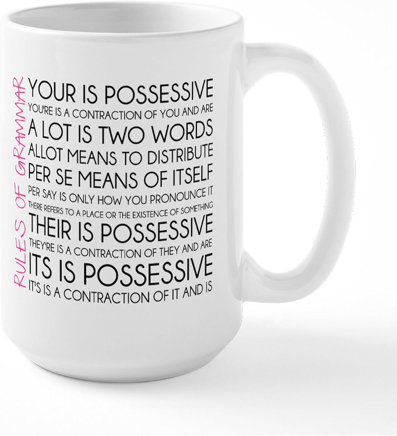 Amazon.com | CafePress Rules Of Grammar Large Mug 15 oz (444 ml ...