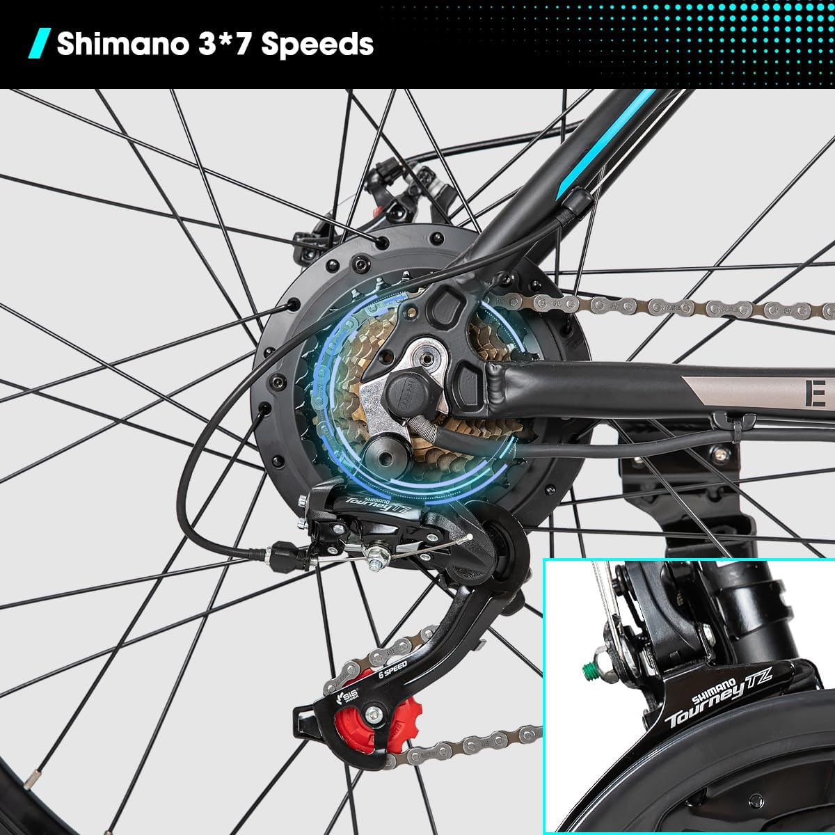 HILAND Rockshark Bicicleta eléctrica para adultos, bicicleta eléctrica ...