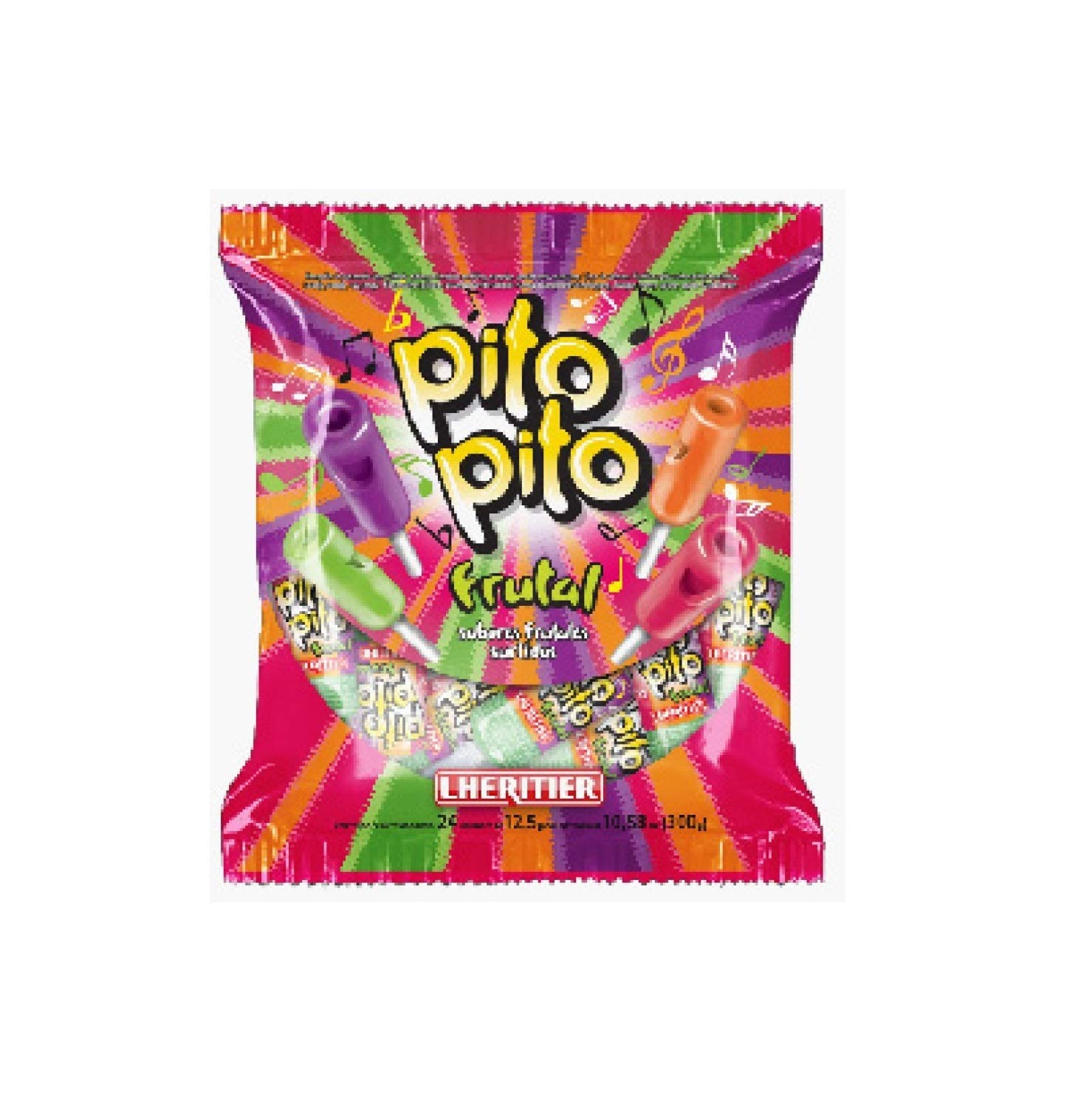 Buy LHERITIER Pito Pito Chupetin Silbato Sabor Frutal x 24 Unidades 300 ...