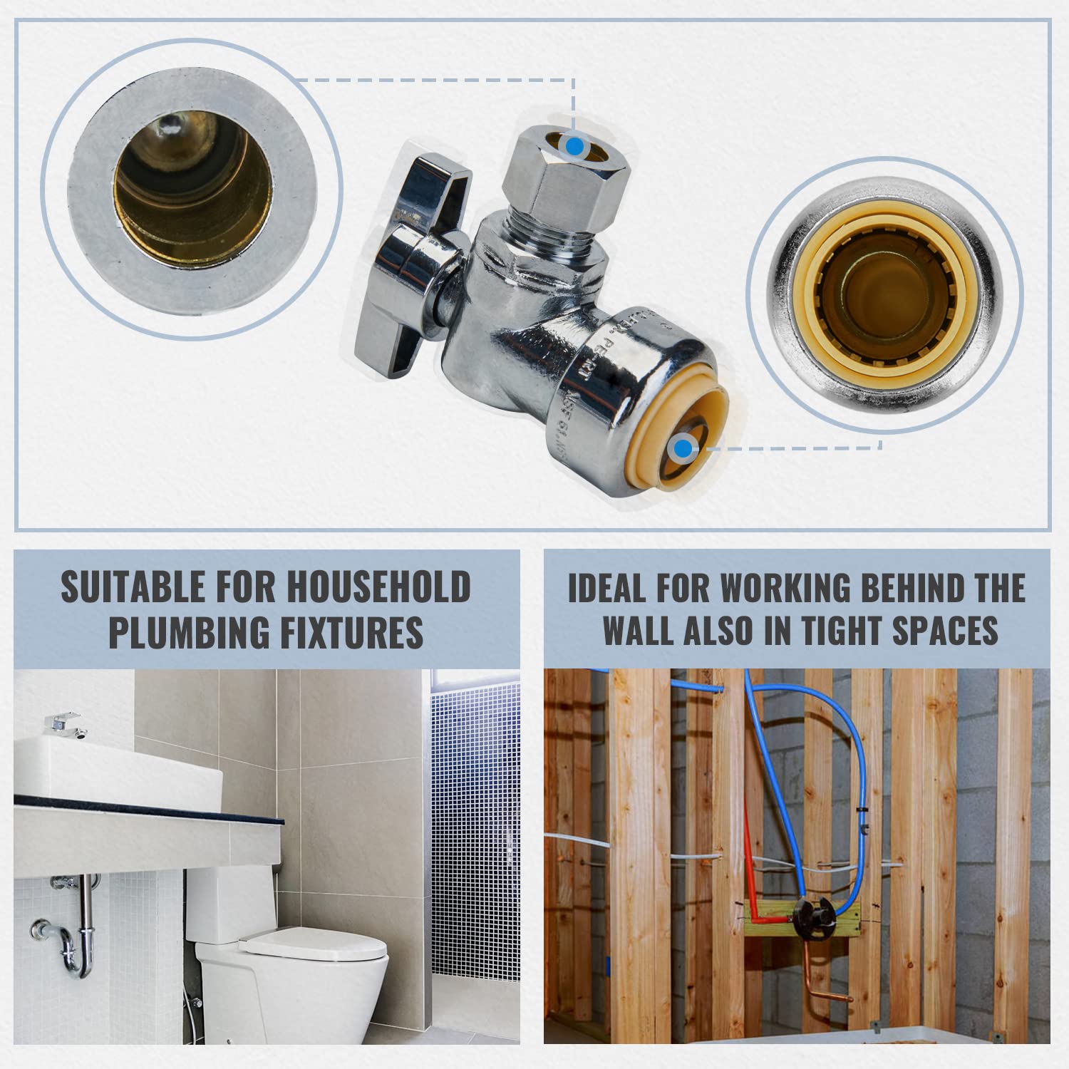 Snapklik.com : 6-Pack Angle Stop Valve, Angle Water Shut Off Valve 1/2 ...