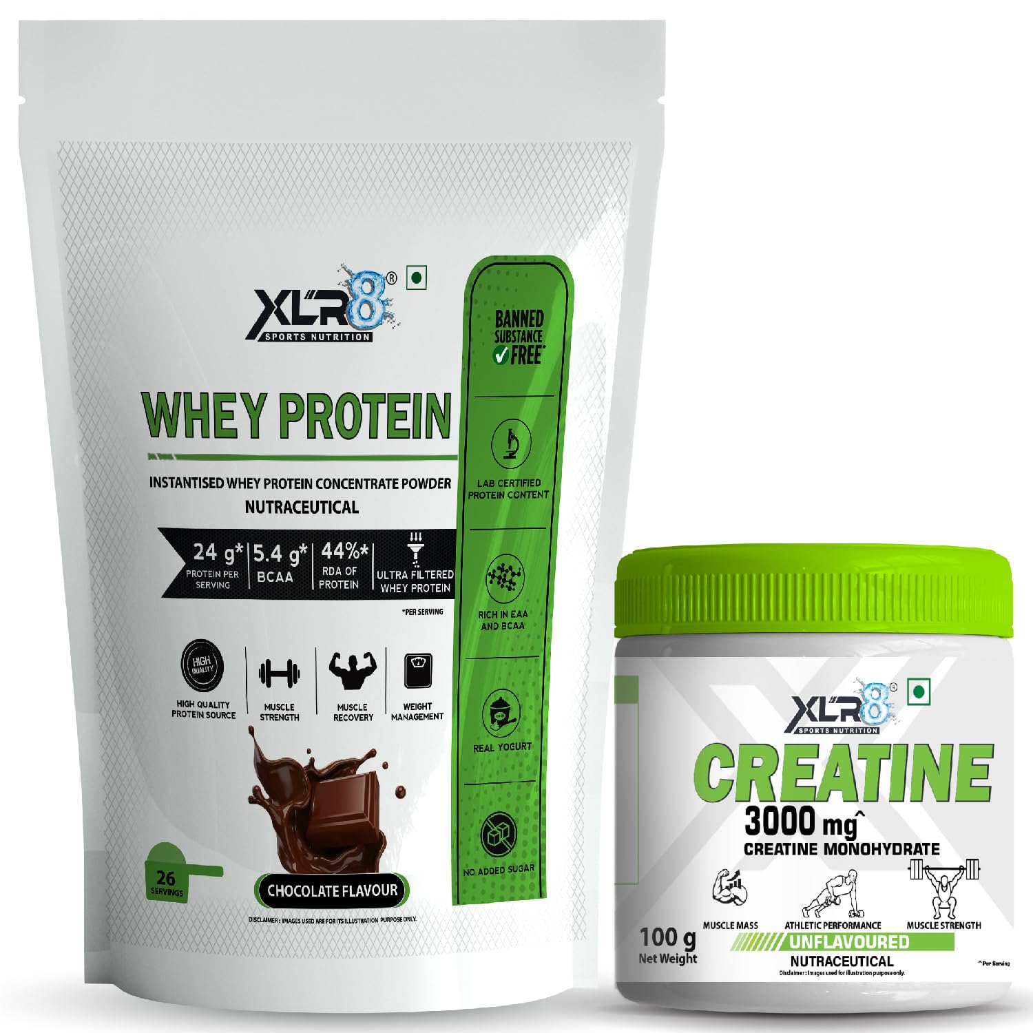 XLR8 Whey Protein with 24g Protein - (2 lbs -Chocolate) & XLR8 Creatine ...