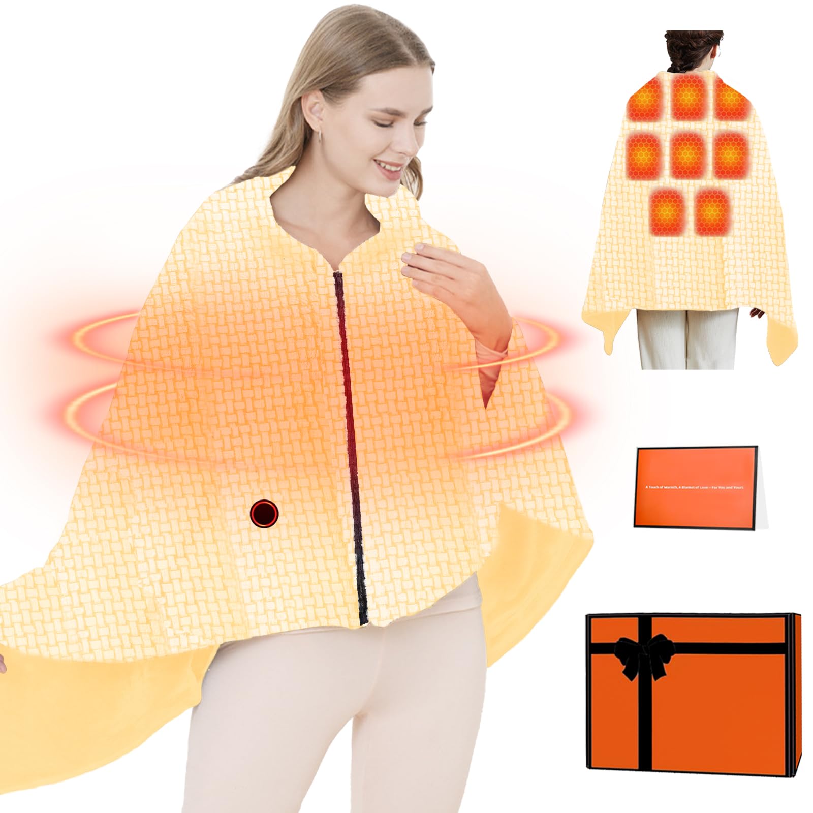 JIUHKQK Heated Blanket Electric Throw USB Heated Shawl Battery Operated ...