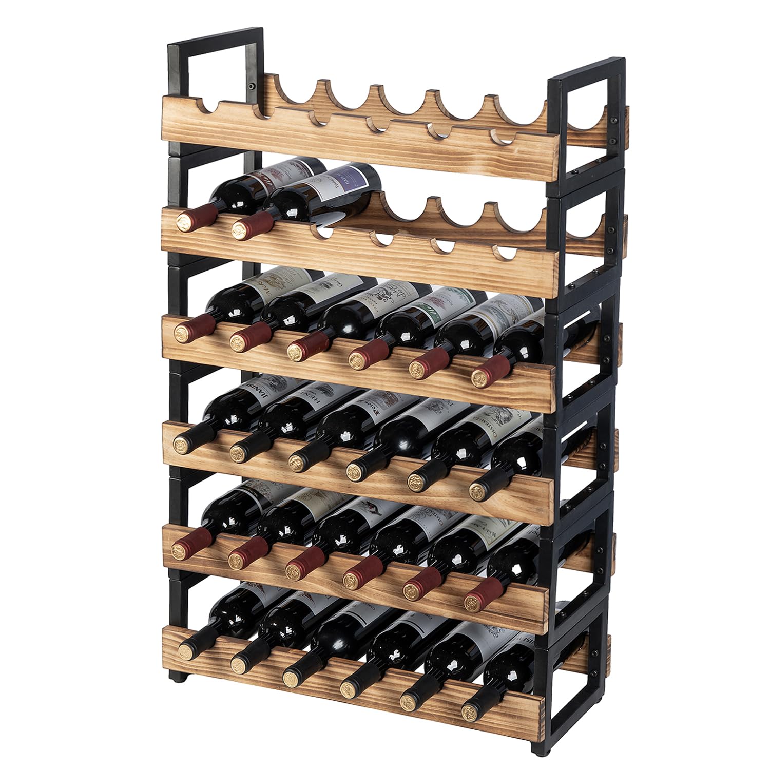 Amazon.com: MyGift 6-Tier Freestanding Wine Bottle Rack with Burnt ...