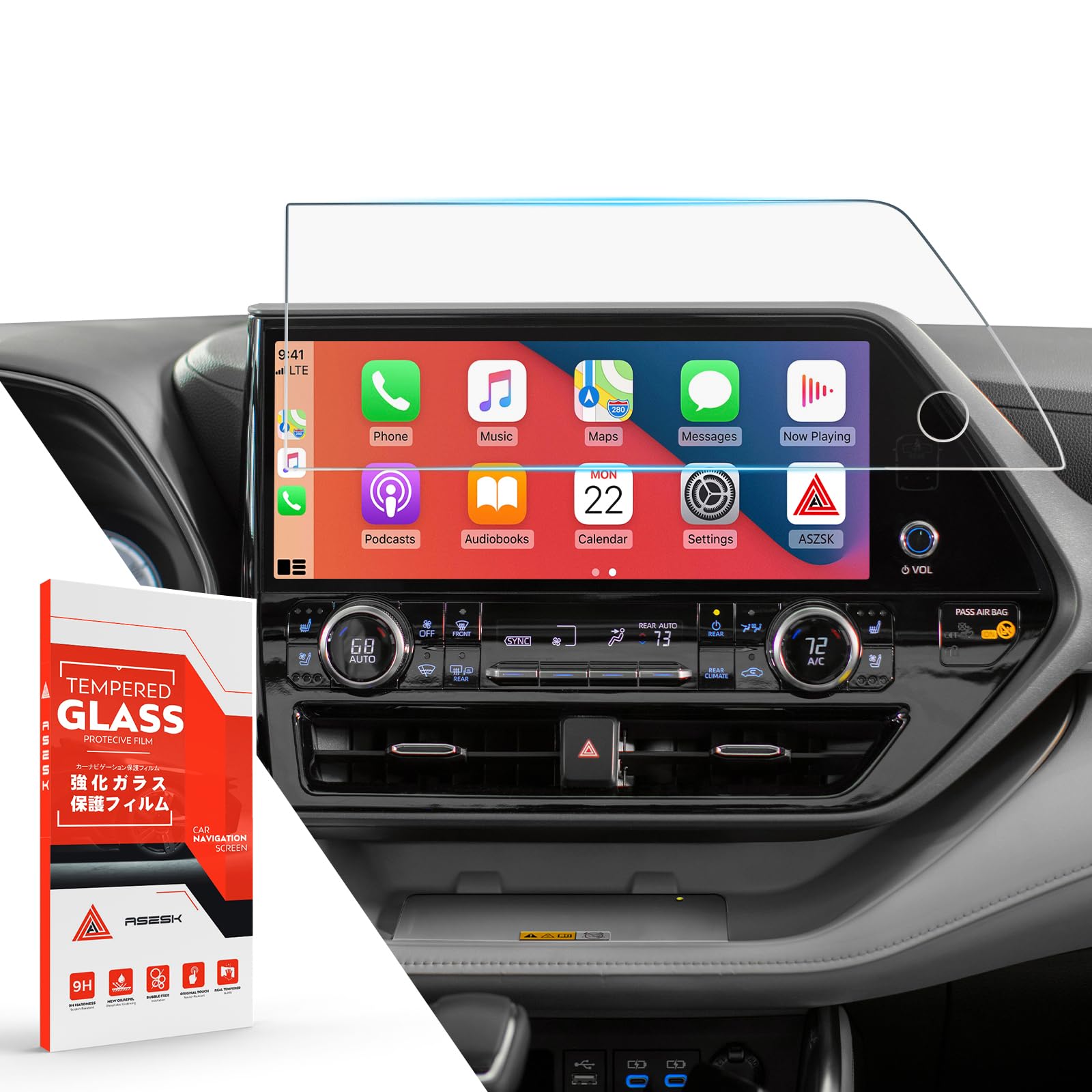 Amazon.com: ASZSK Screen Protector For Highlander 2023 2024,12.3 Inch Tempered Glass Protective ...