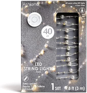 Amazon.com: Ashland 40ct. Warm White Pearl LED String Lights : Home ...