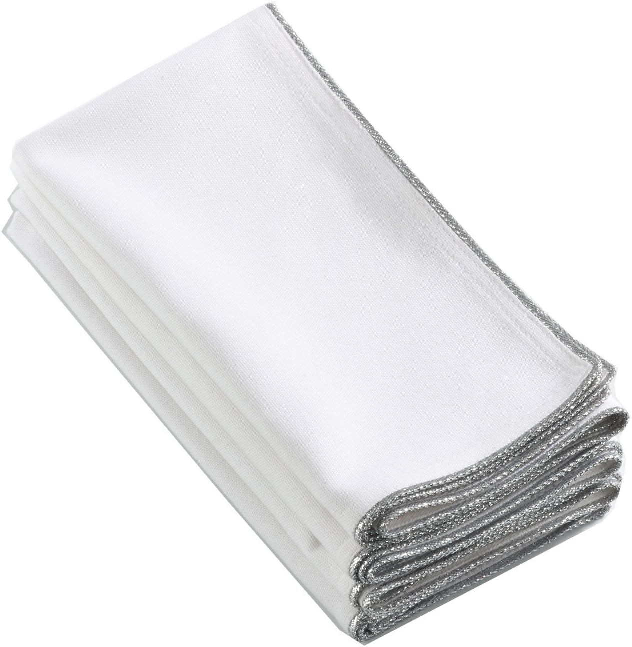 Amazon.com: Classic Ivory White Cloth Napkins with Shimmering Gold ...