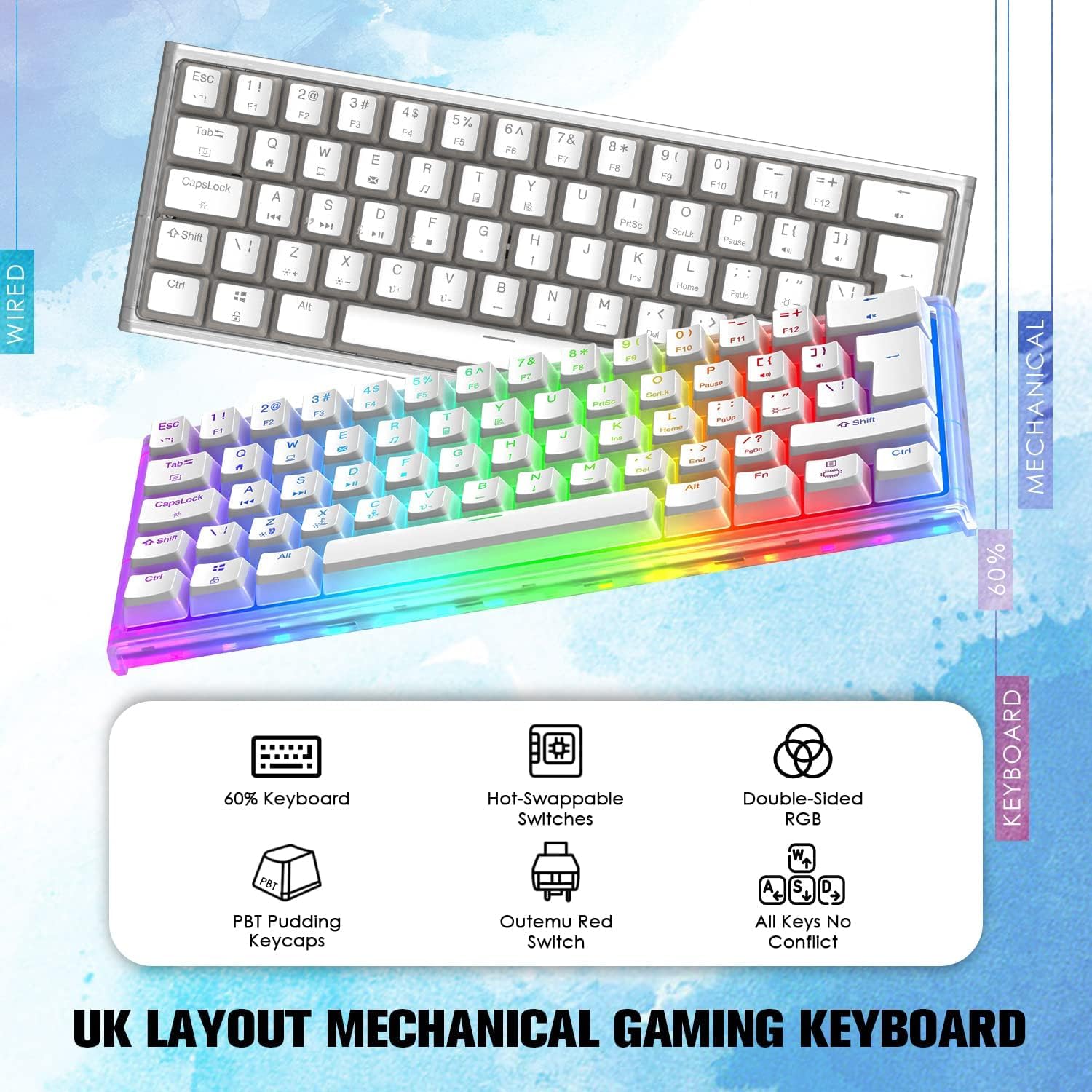 Snapklik.com : MAGIC-REFINER MK25 60% Mechanical Gaming Keyboard,Hot ...