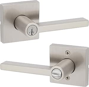 Weiser Halifax Satin Nickel Exterior Door Handle with SmartKey