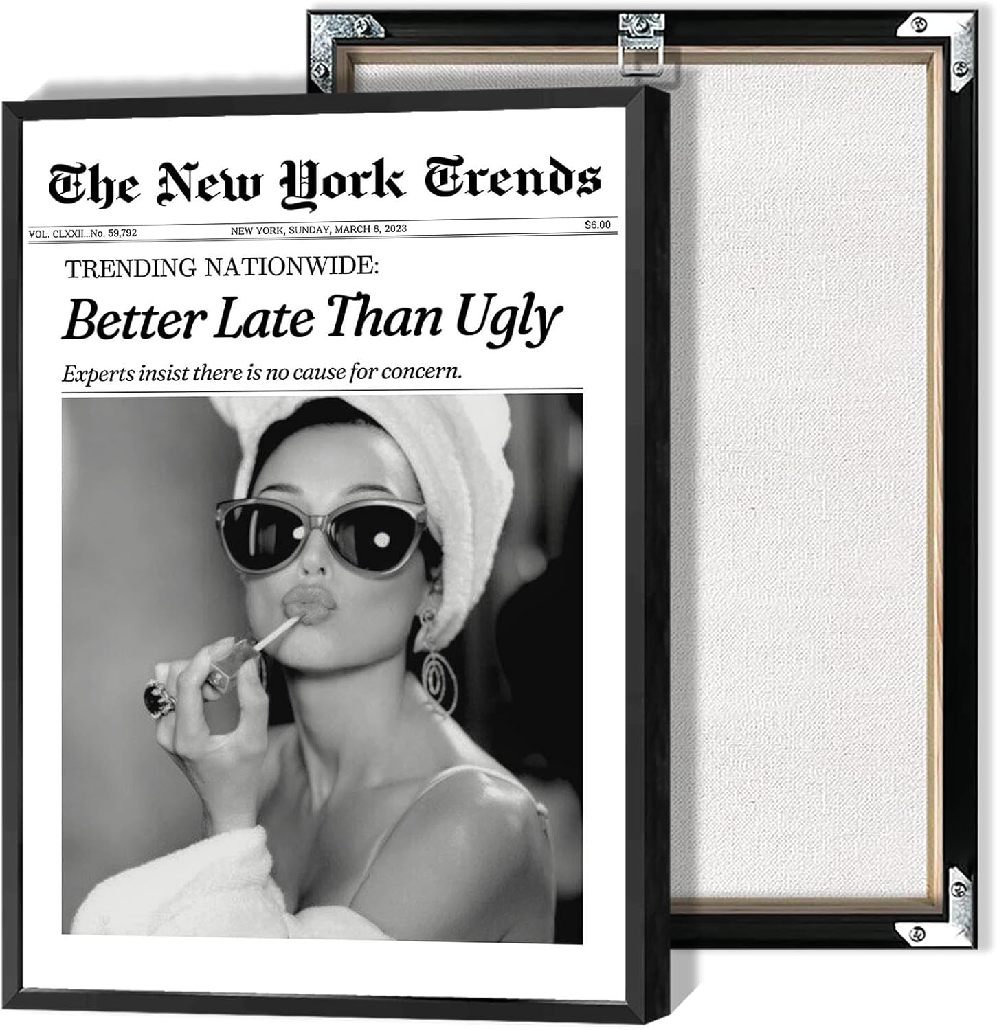 Amazon.com: Vintage Better Late Than Ugly Newspaper Posters Black And ...