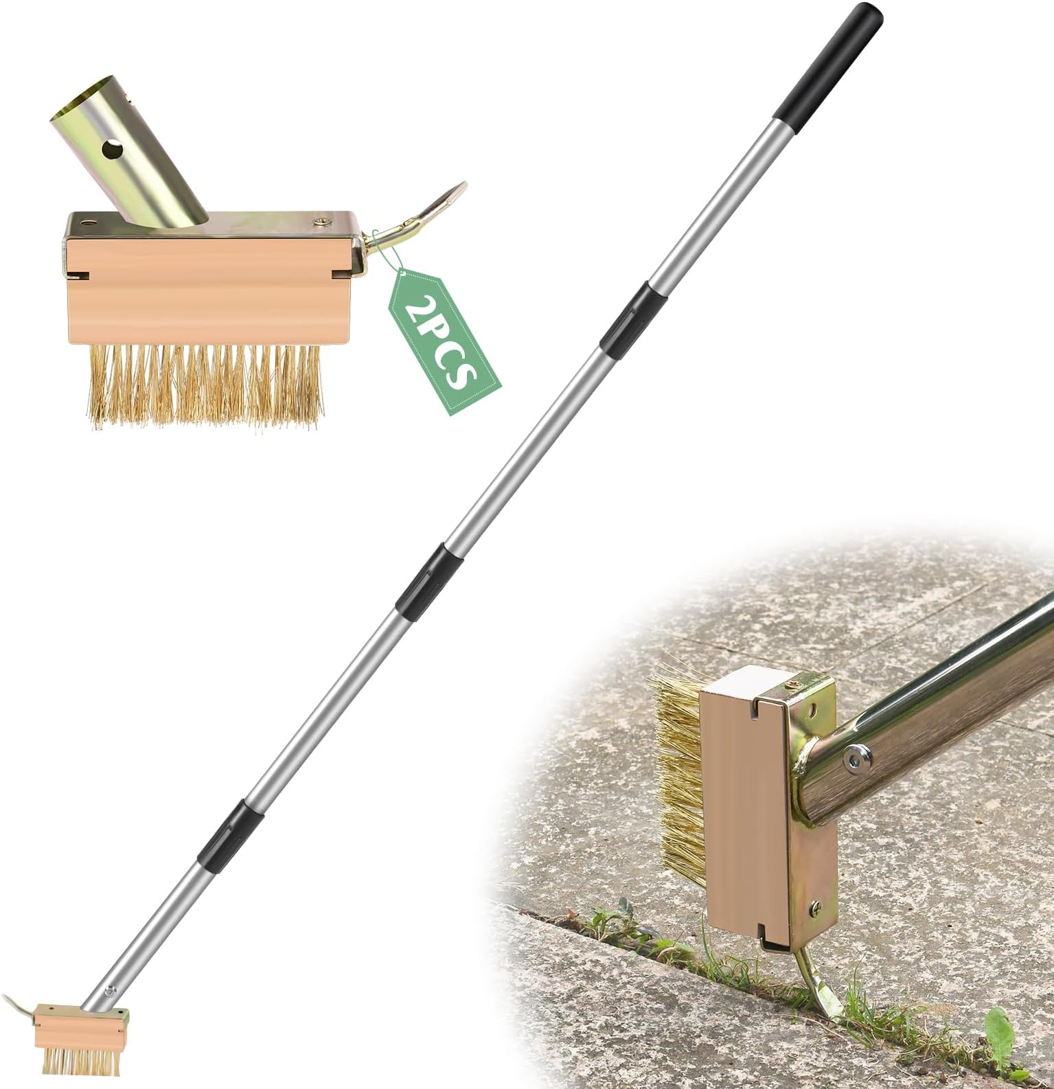 Amazon.com: Crack Weeder with 4 Weed Brush Heads, 57 Inch Long Manual ...