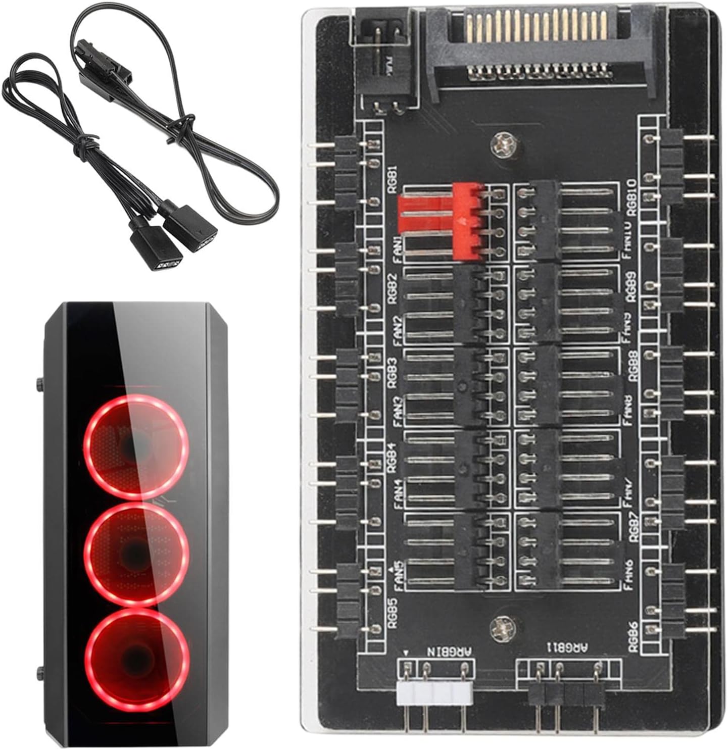 Fan Hub - PWM Fan Hub Splitter 4 Pin 5V 3 Pin ARGB Fan Hub | 1 to 10 ...