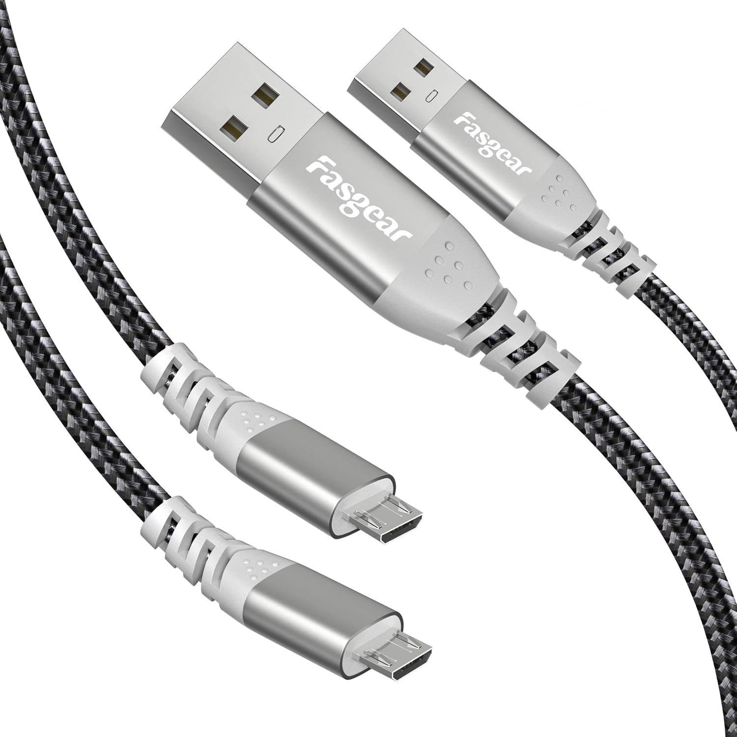 Amazon.com: Fasgear PS4 Micro USB Cable 16ft, 2 Pack Long Braided Fast ...