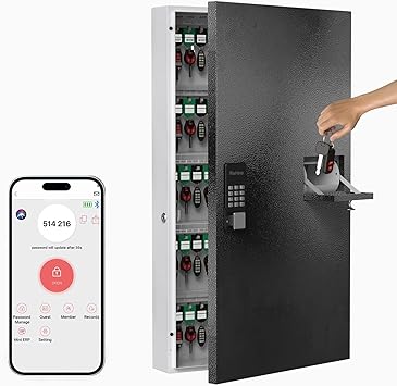 Amazon.com: WeHere 104 Keys Lock Box Wall Mount with Key Drop Slot, APP ...