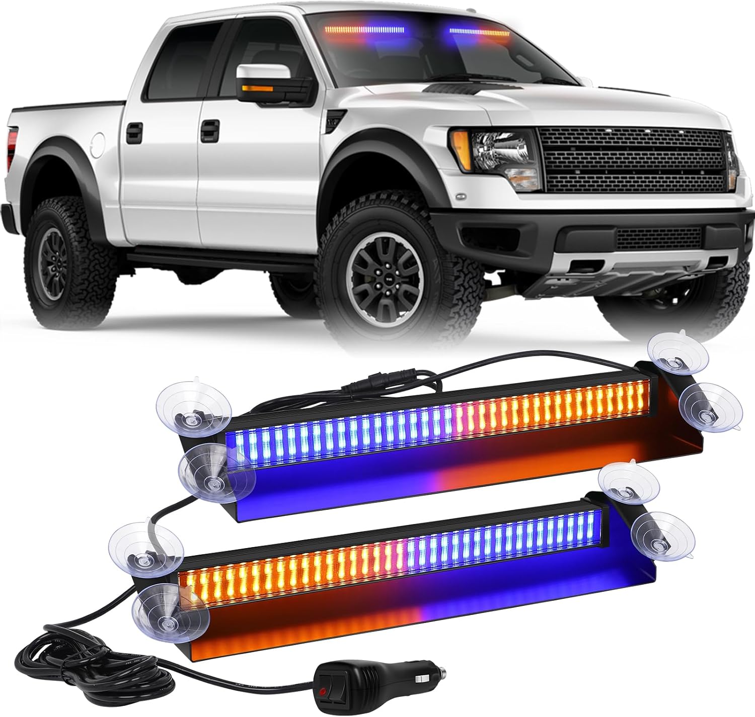 XRIDONSEN Luces estroboscópicas de emergencia para salpicadero, 144 LED ...