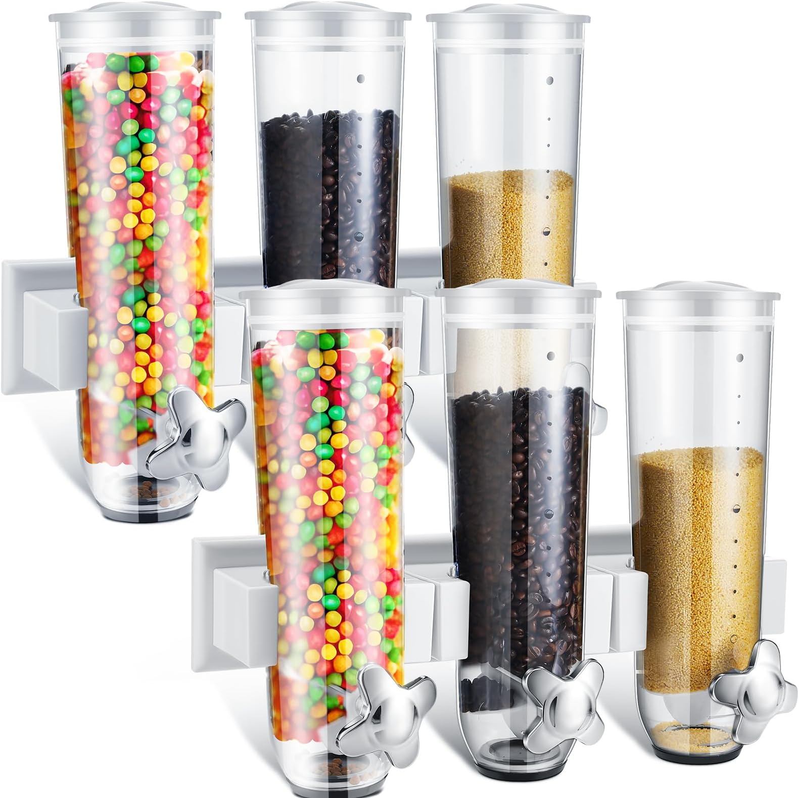 Amazon.com: Nitial 2 Pieces Cereal Dispenser Wall Mounted 4.5L Triple ...