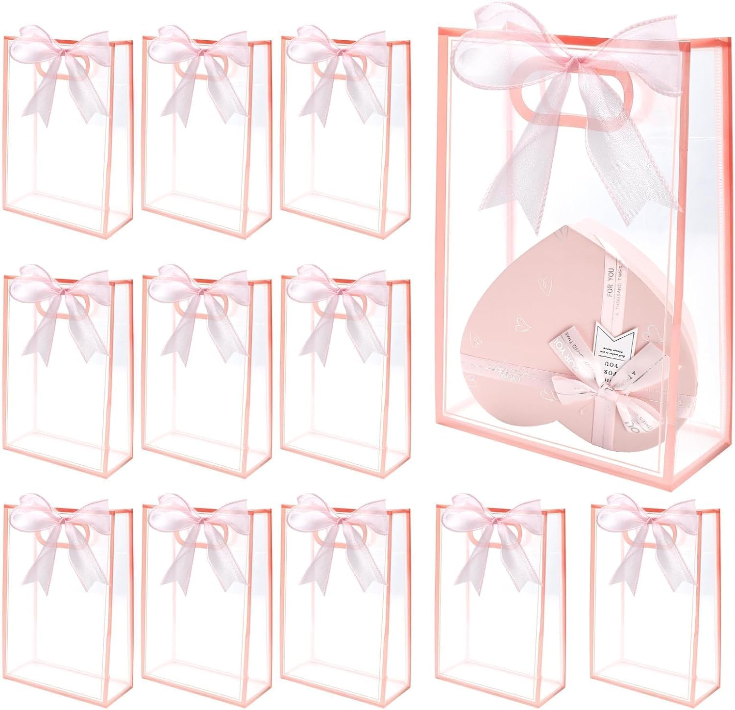 Amazon.com: Sel Natural 12 Pcs Clear Gift Bags with Handles 7.1"x10.2 ...