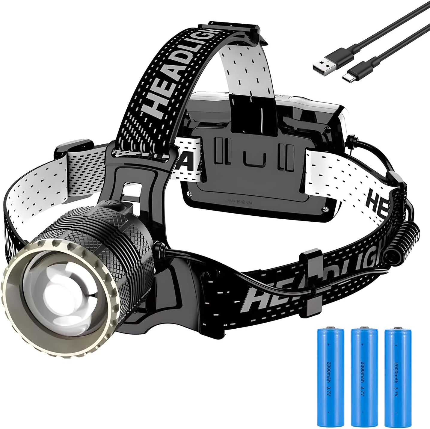 LEKIA Stirnlampe LED Wiederaufladbar, Extrem Hell 90000LM 4 Modi ...