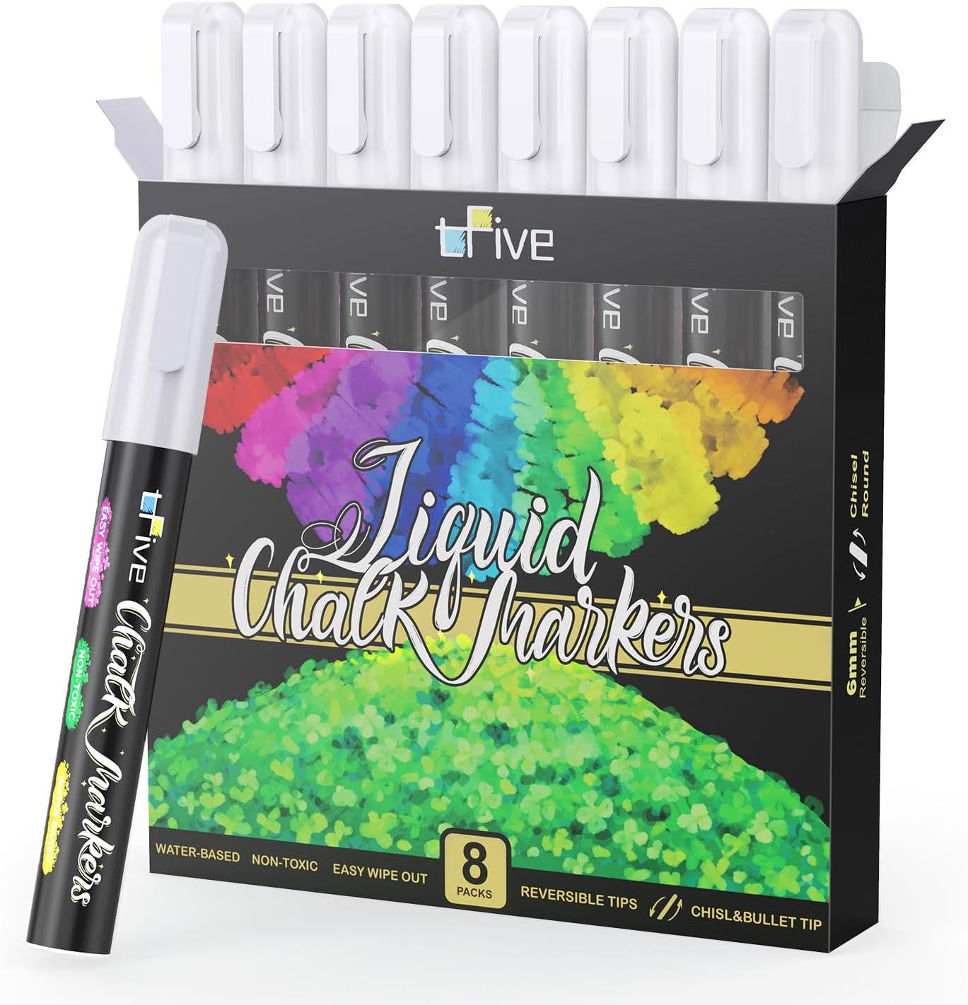 Amazon.com : TFIVE White Chalk Markers - Dry & Wet Erase Marker Pens ...