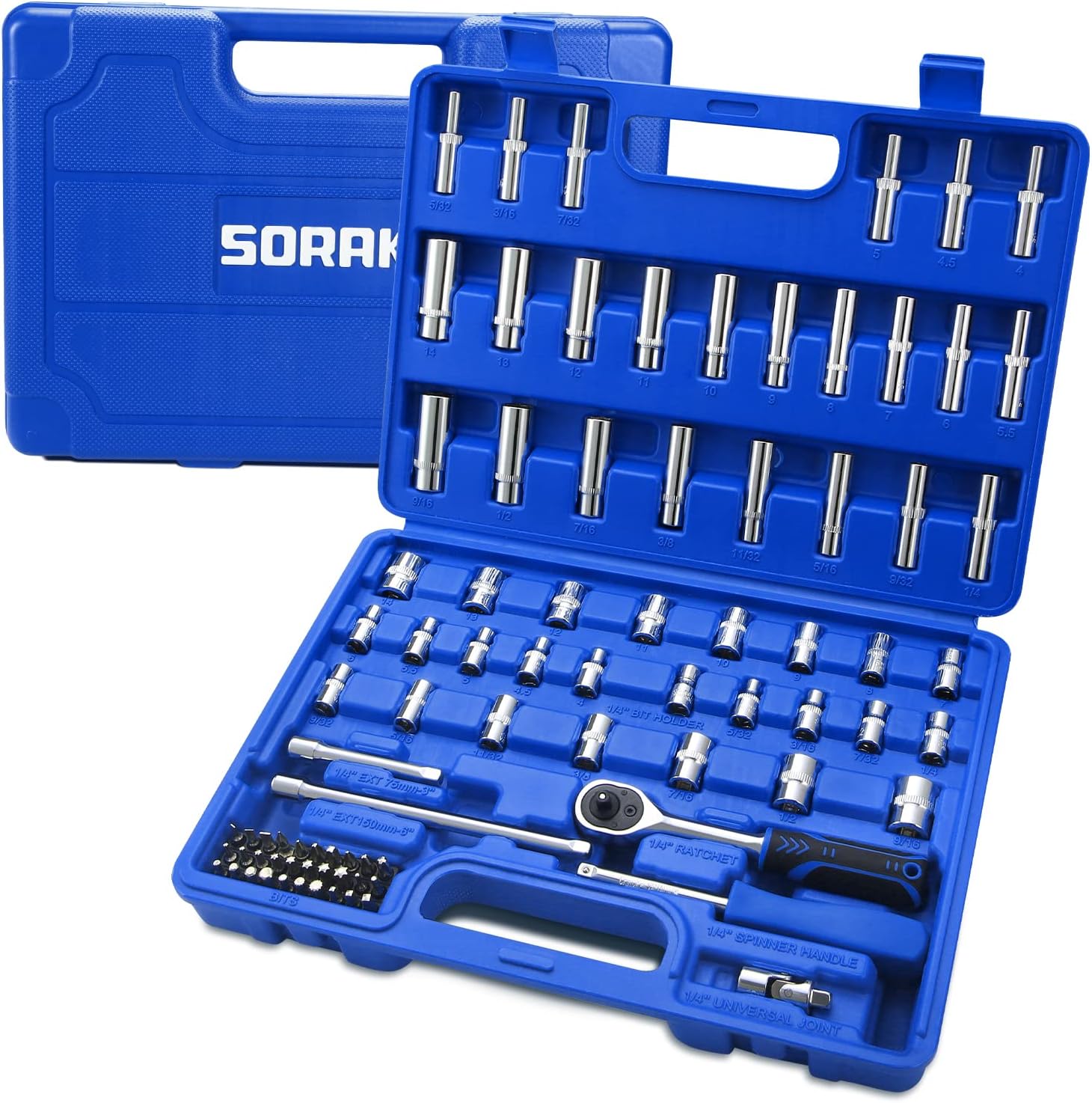 Amazon.com: SORAKO Socket Set, 1/4-Inch 87 Pcs Drive Socket Sets ...