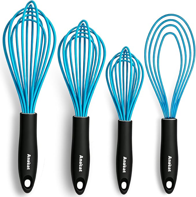Amazon.com: Anaeat Silicone Kitchen Whisk Set of 4, Perfect for Non ...