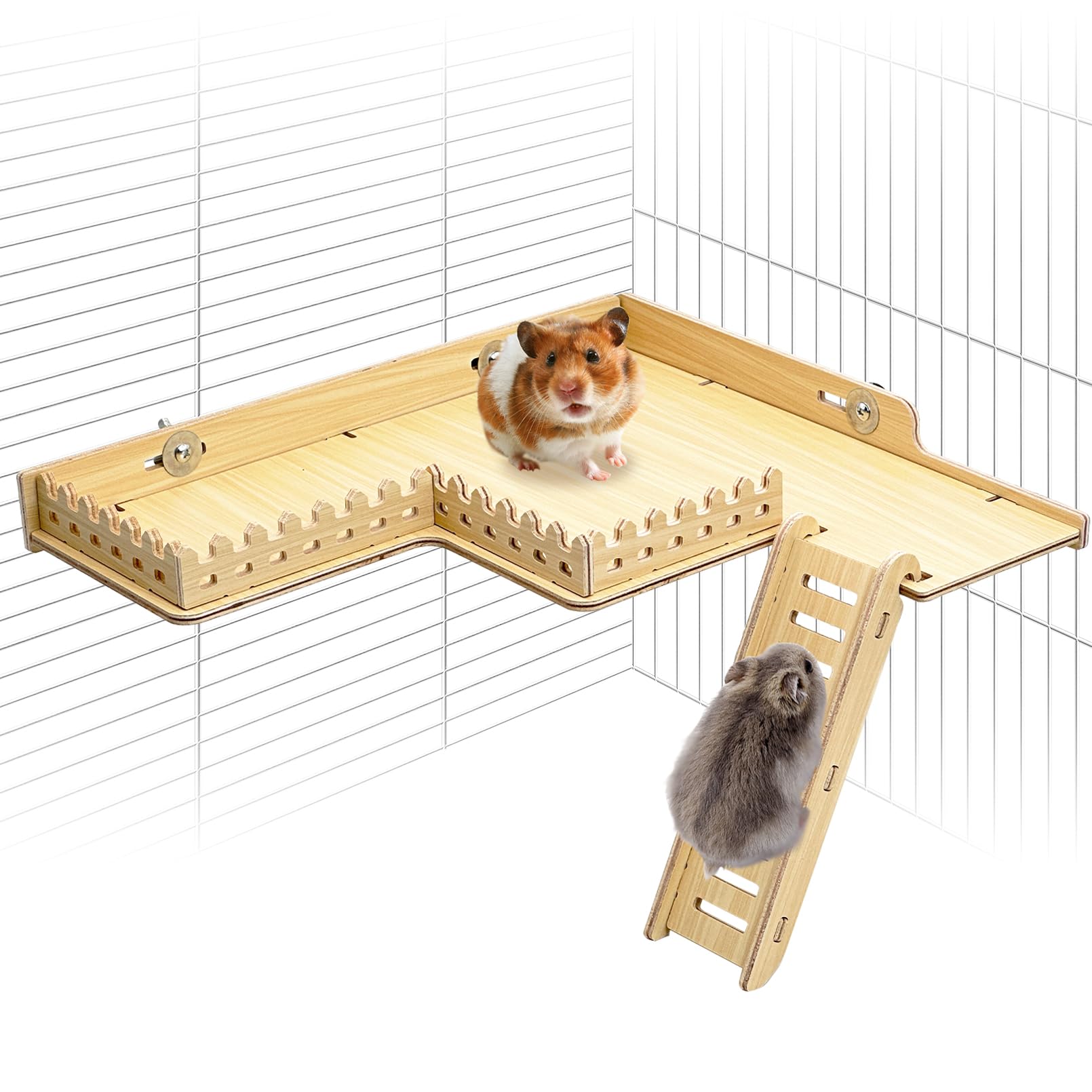 Amazon.com : Fhiny Hamster Wooden Platform for Cage, Hanging Gerbil ...