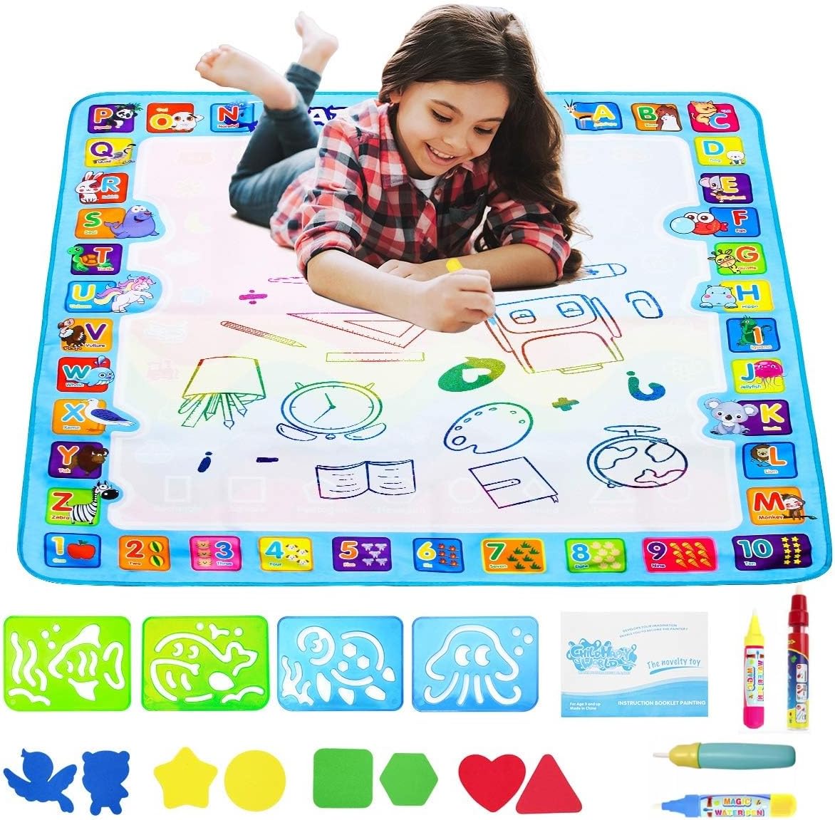 Pizarrón Mágico para Niños, 100x100cm Tapete infantil para Dibujar con ...
