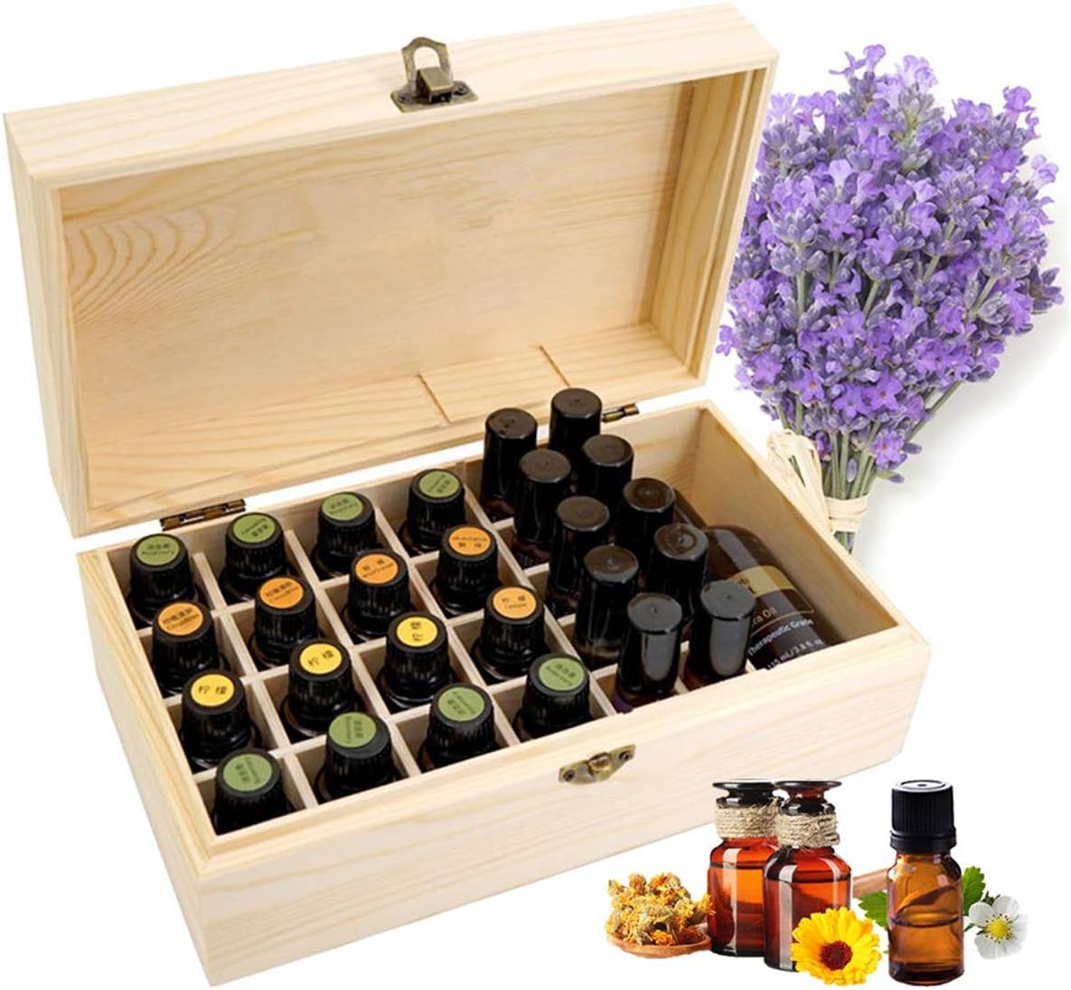 Amazon.com: Pure Vie Essential Oil Wooden Storage Box Travel Display ...
