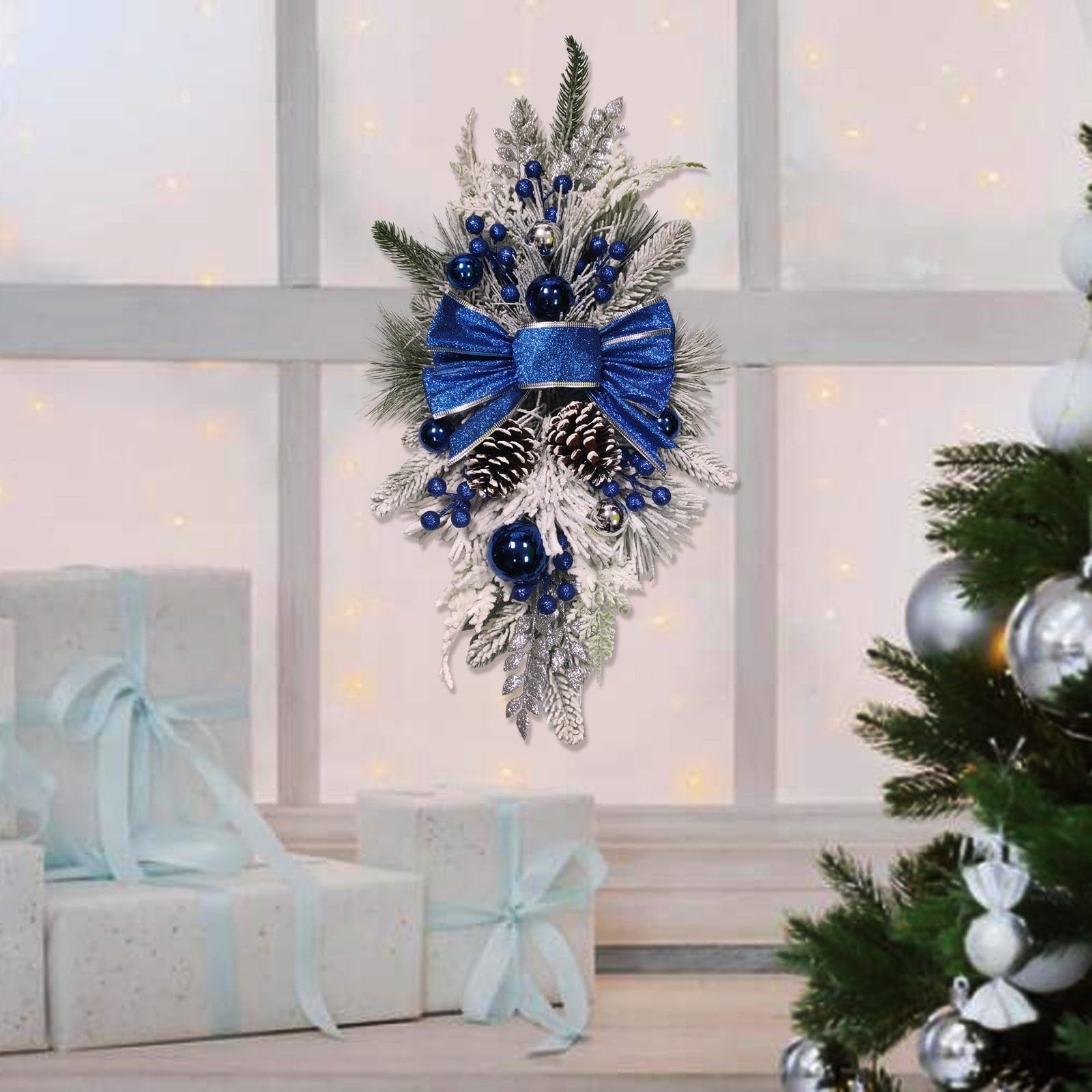Rustic Christmas Windows Farmhouse Christmas Cordless Window Swag