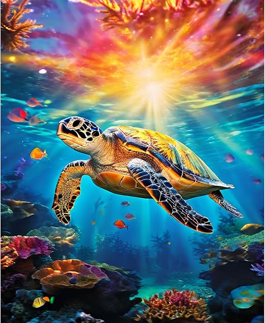 Amazon.com: Ocean Turtle Paint by Numbers Kit for Adults Beginner ...