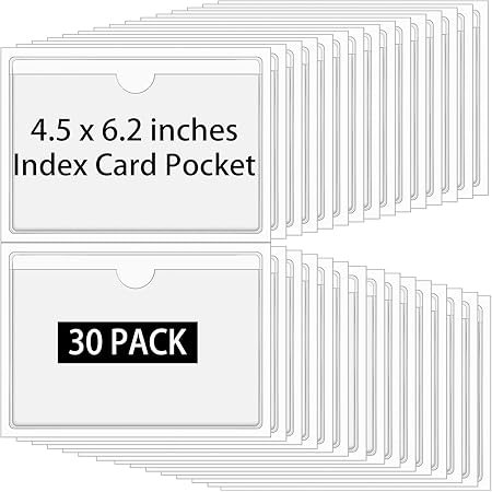 Amazon.com : 30 Pcs Clear Index Card Pockets, Self-Adhesive Label ...