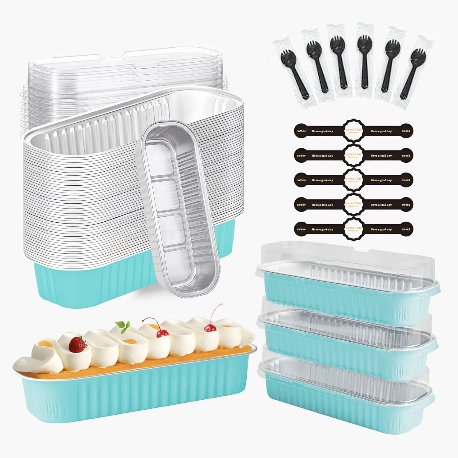 Amazon.com: OBXMLFY Mini Cake Pans With Lids And Spoons 50 Pack,6.8 oz ...