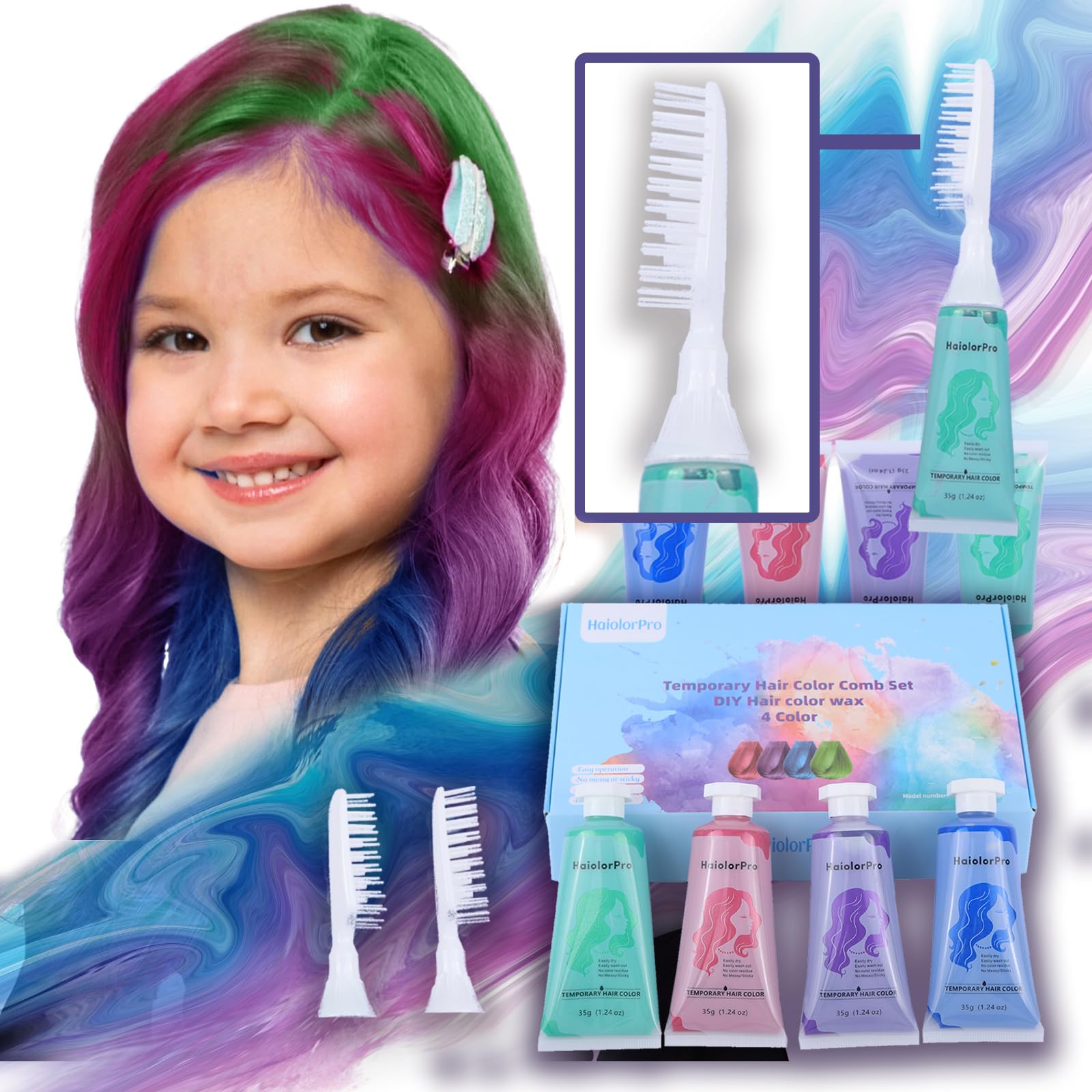 HaiolorPro Hair Chalk for Kids Washable,Temporary Hair Dye Wax Kit for ...