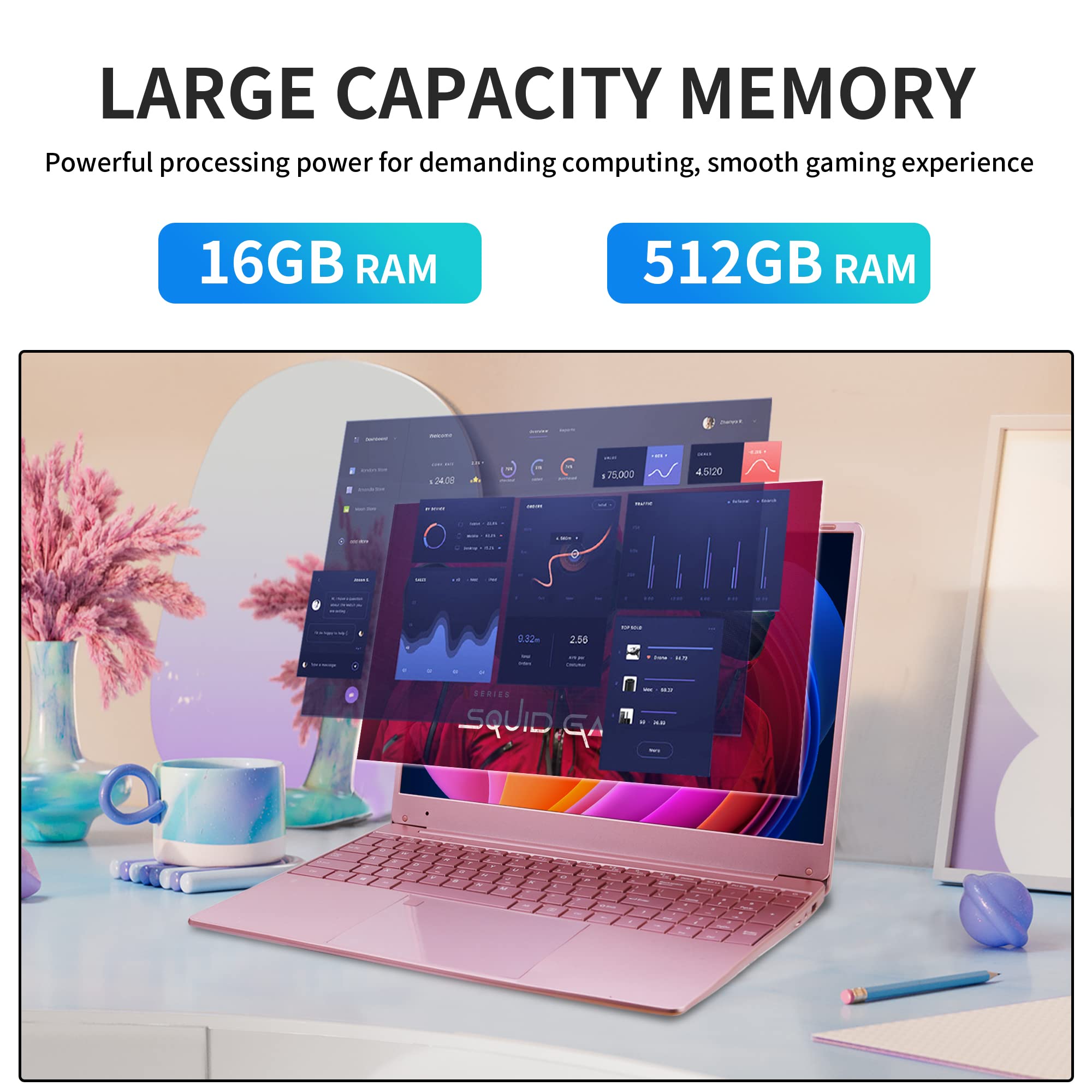 Snapklik.com : ZWYING LaptopWin11/MS Office2019 15.6 FHD Large Screen ...