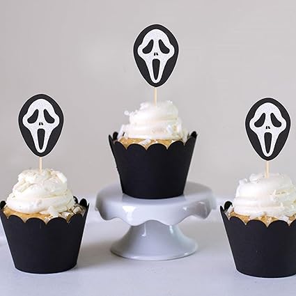 Amazon.com: Halloween Ghost Face Cupcake Toppers - 12 psc Scream ...