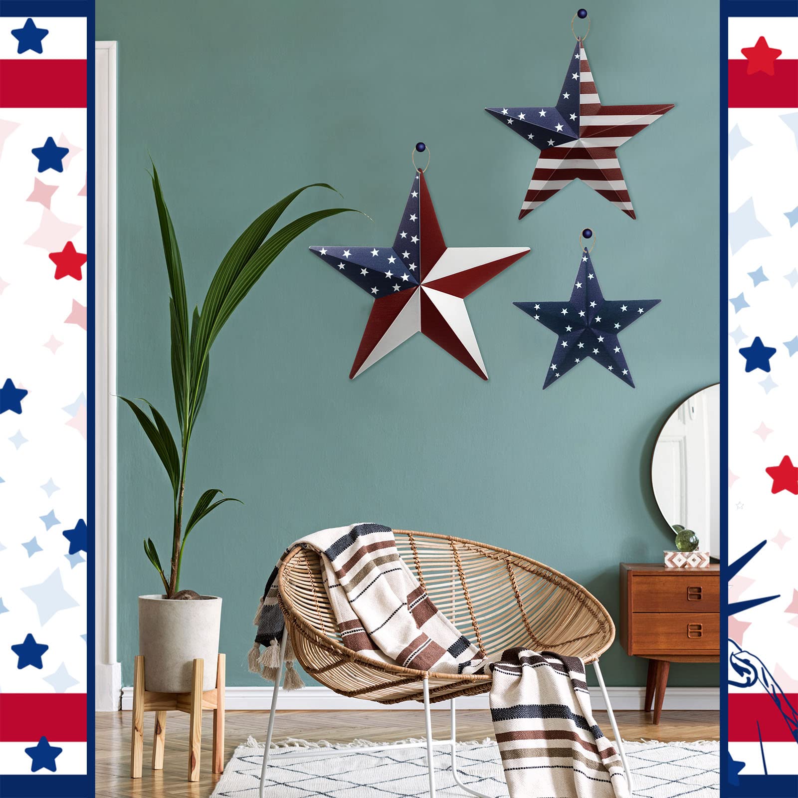 Outdoor American Flag Metal Star Glitzhome Metal Outdoor Garden Stake