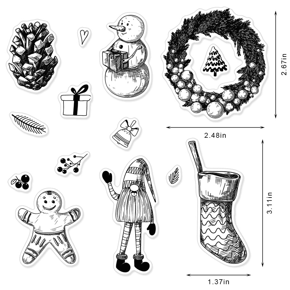 Snapklik.com : Christmas Wreath Snowman Clear Stamps For Card Making ...
