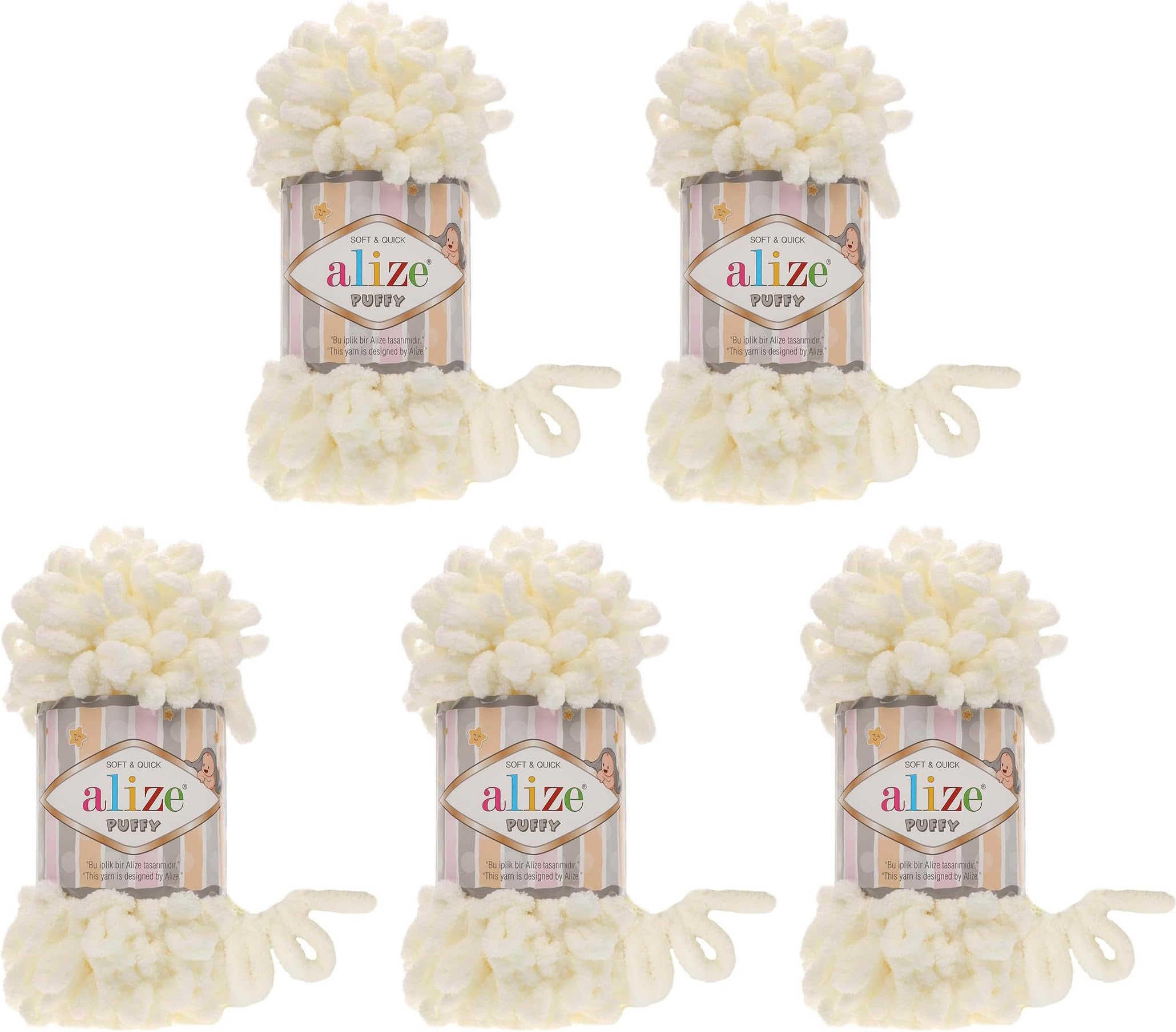 Alize Puffy 5 x 100 g wool, 500 g of yarn for finger knitting, extra ...